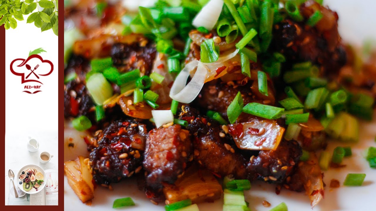 Chinese spicy pork belly recipe- chili pork dry fry recipe - simple ...