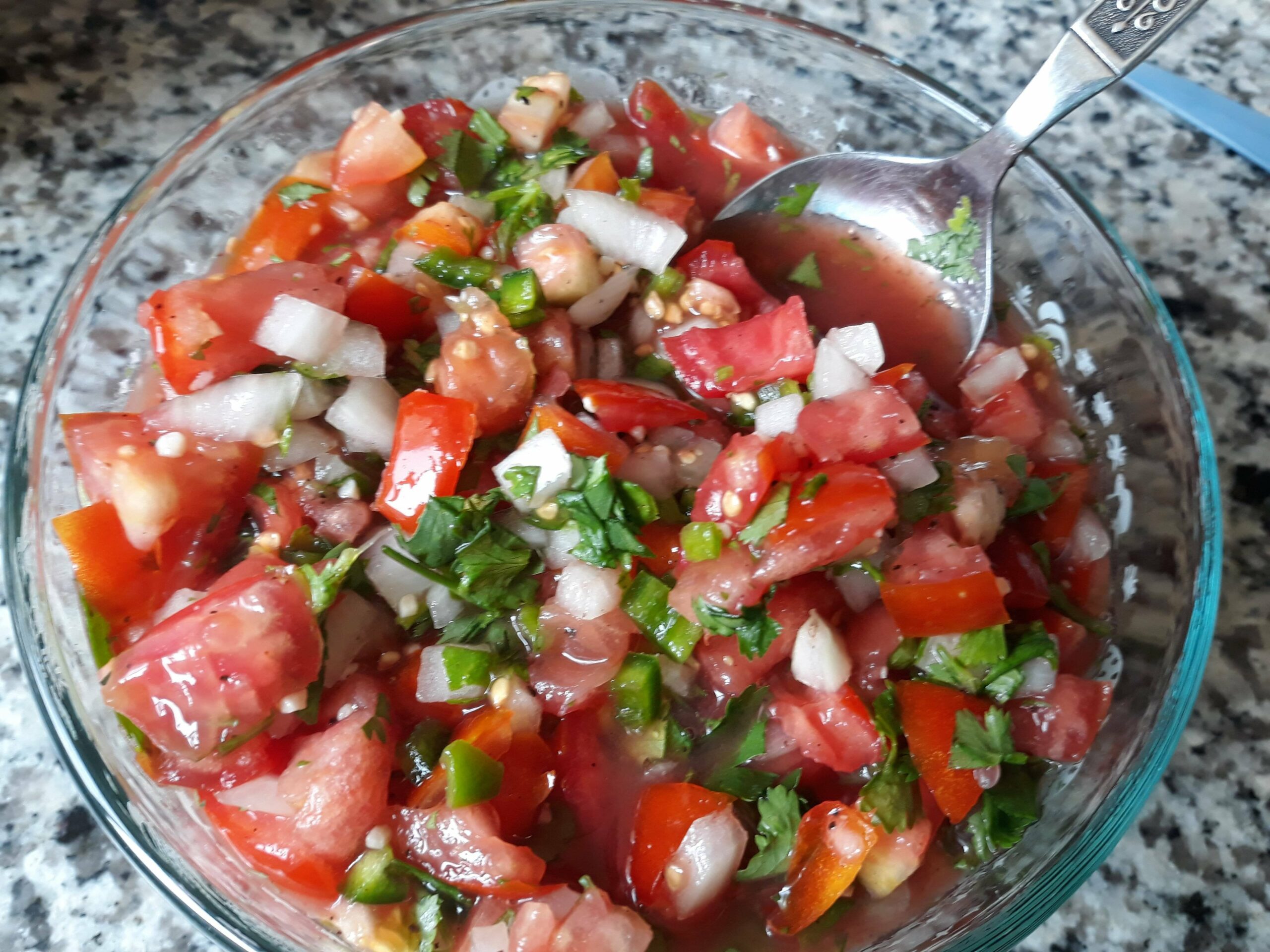 Pico with fresh tomatoes and peppers from my garden! - Chili Chili