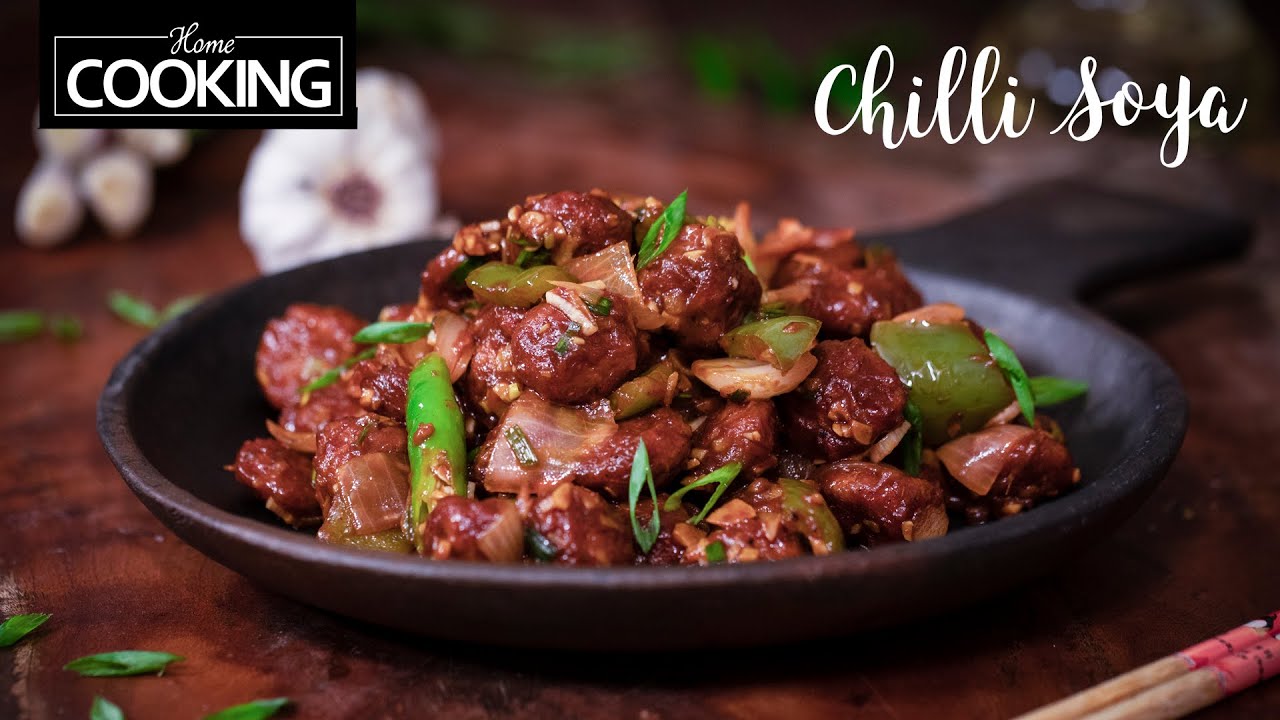 Chilli Soya | Soya Chilli Recipe | Chilli Soya Chunks - Chili Chili