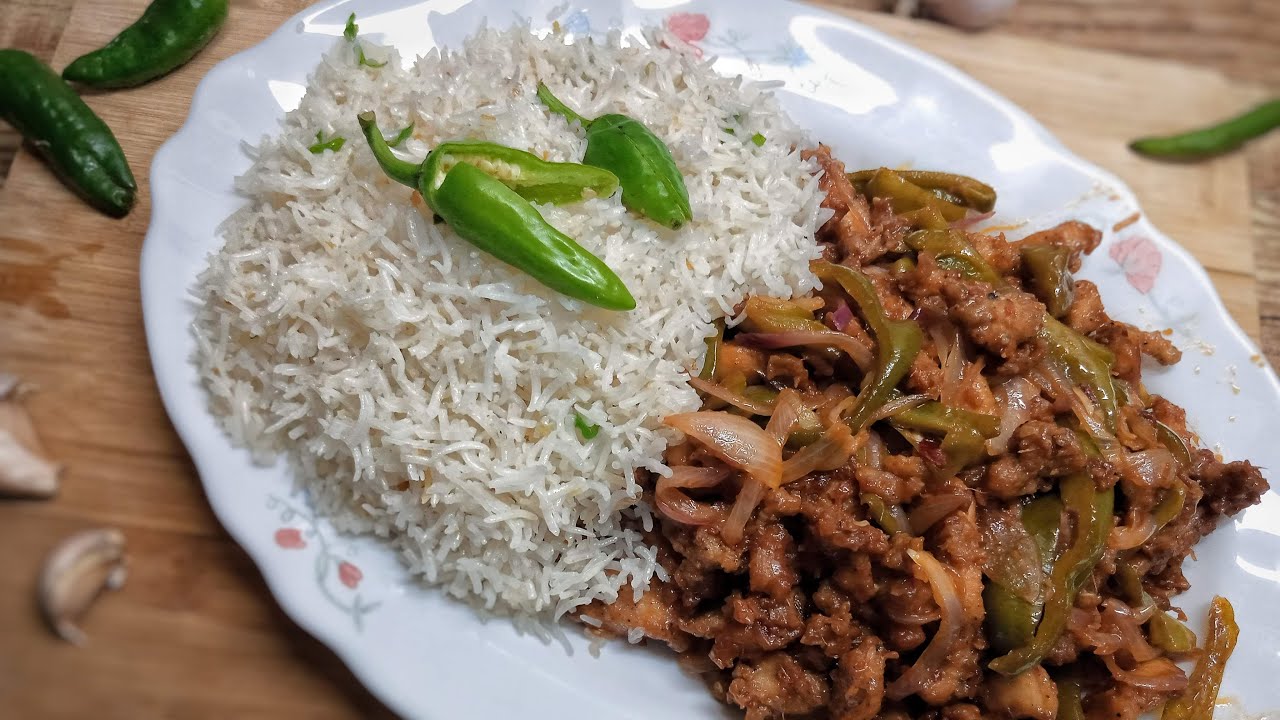 Chicken chili dry with garlic rice by A's Blissful Cuisine - Chili Chili