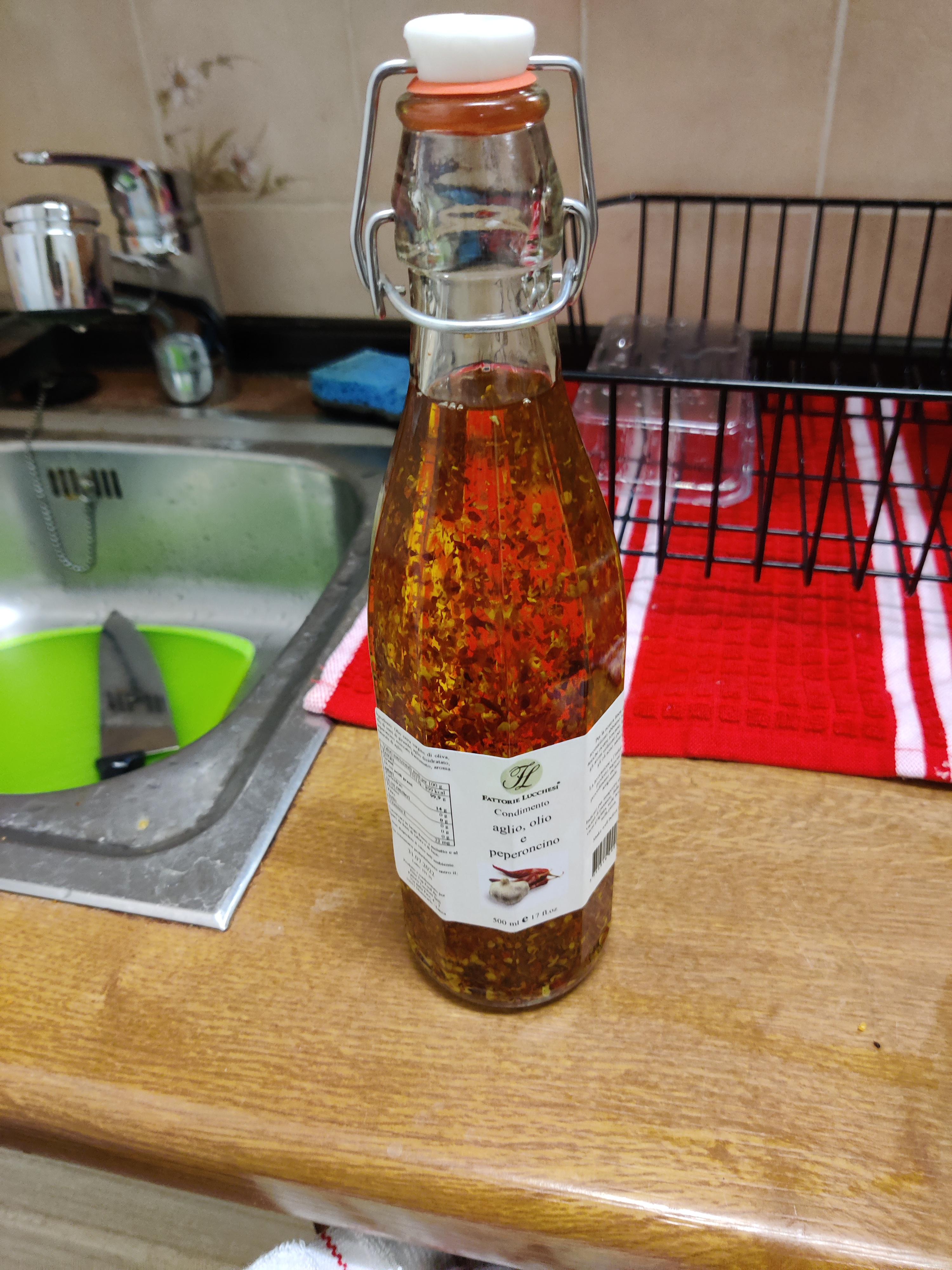 Fancy olive oil imported from Italy. Not bad through everyone keeps ...