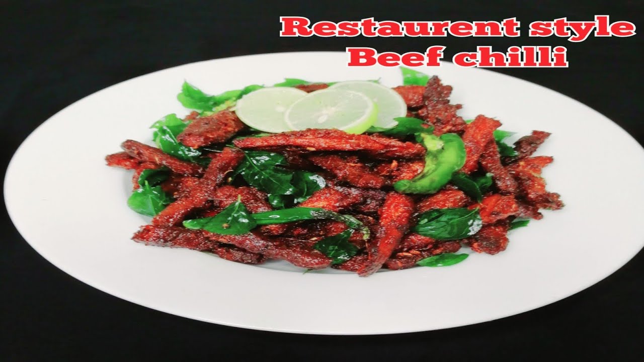 Beef chilli | Restaurent style beef chilli @home | kerala style beef ...