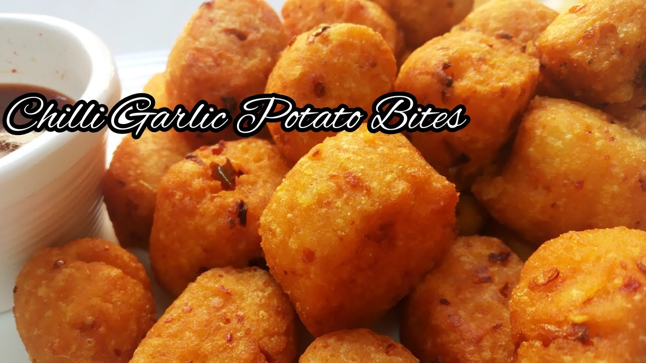 Crispy Chilli Garlic Potato Bites.| Easy and quick snack recipe ...