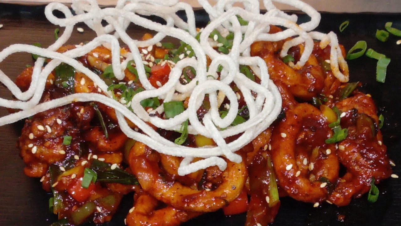 sweet chilli squid / korean food / squid / Chilli squid / in hindi ...