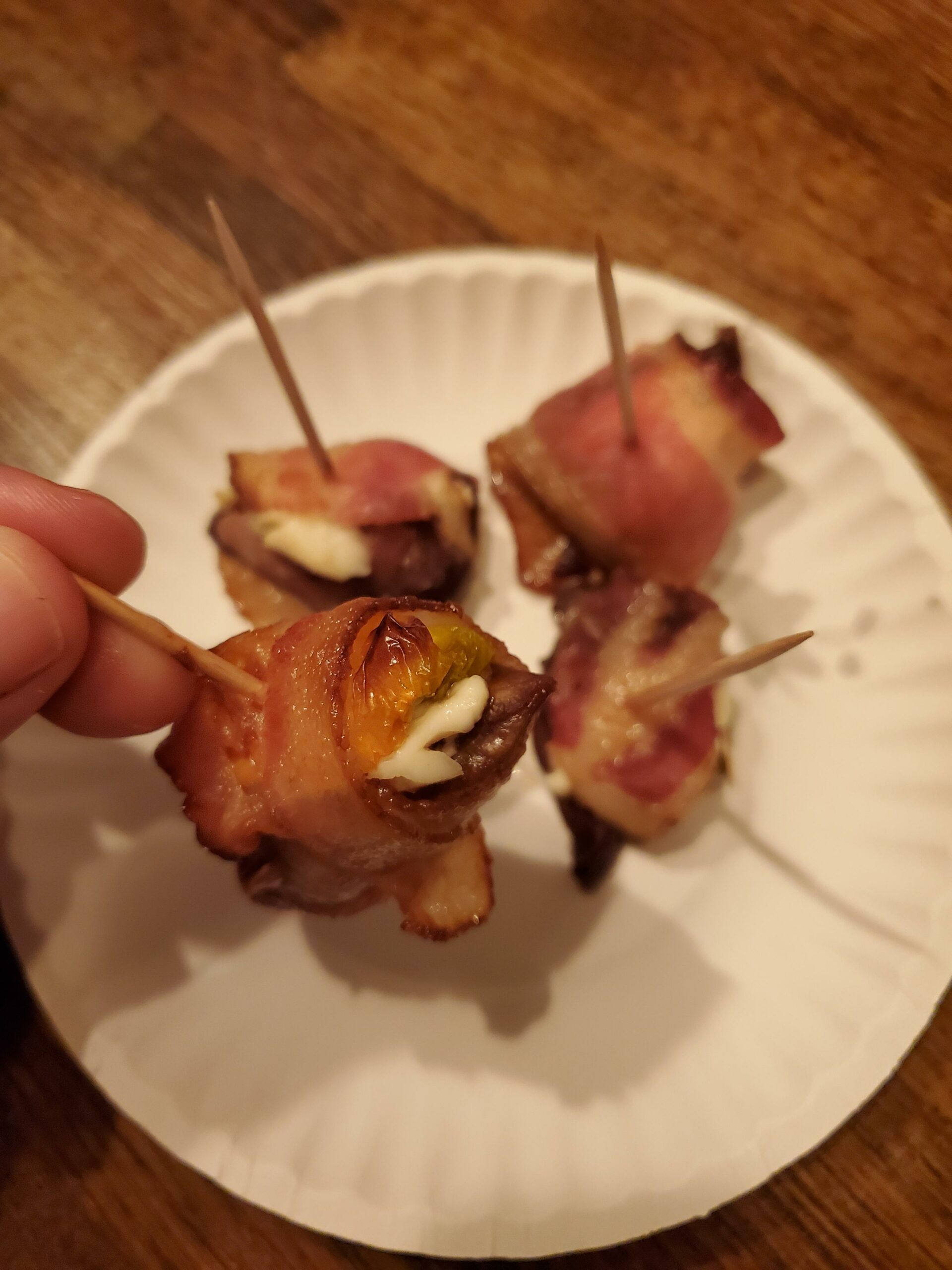 Habenero, cream cheese, and Dove fillets wrapped in bacon. - Chili Chili