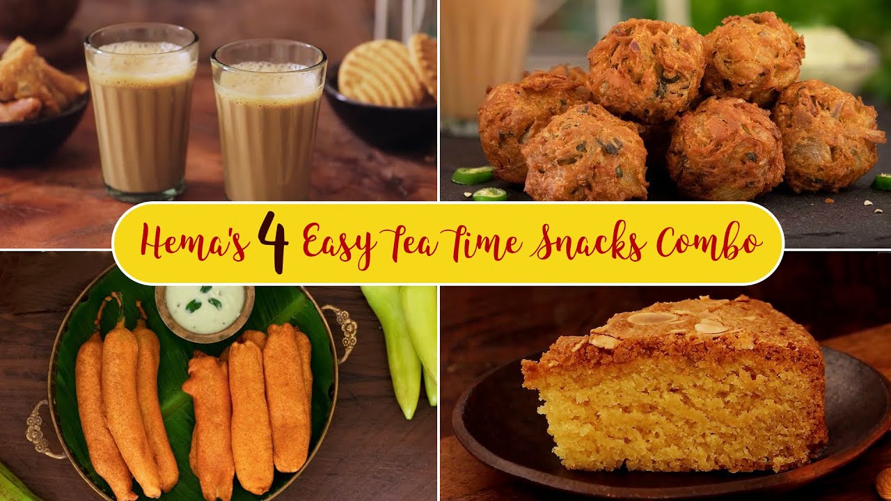 Hema's 4 Easy Tea Time Snacks Combo | Evening Snacks Recipe | Tea Kadai ...