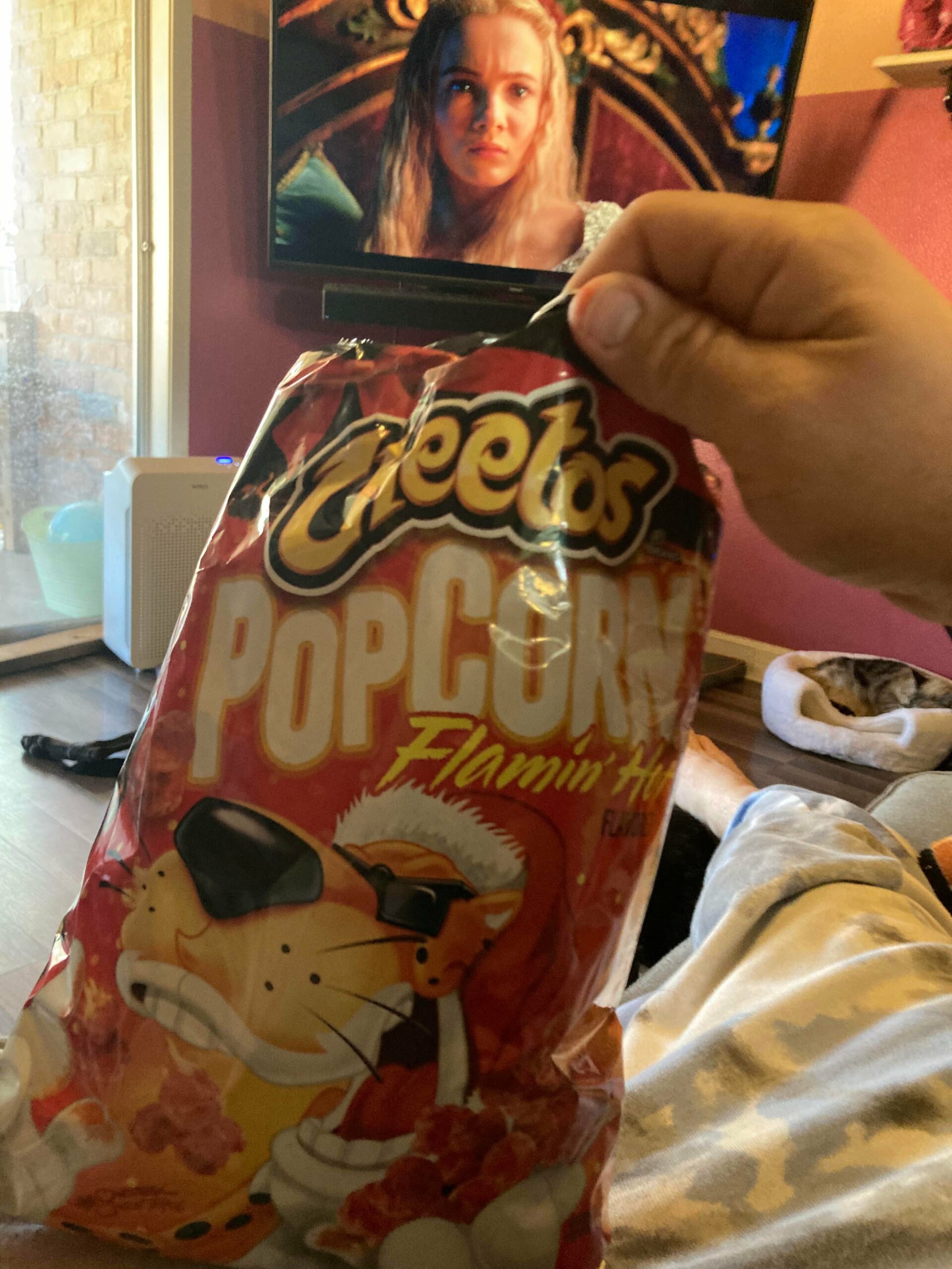 Flaming hot Cheetos popcorn while watching season 2 of the Witcher. I’m ...