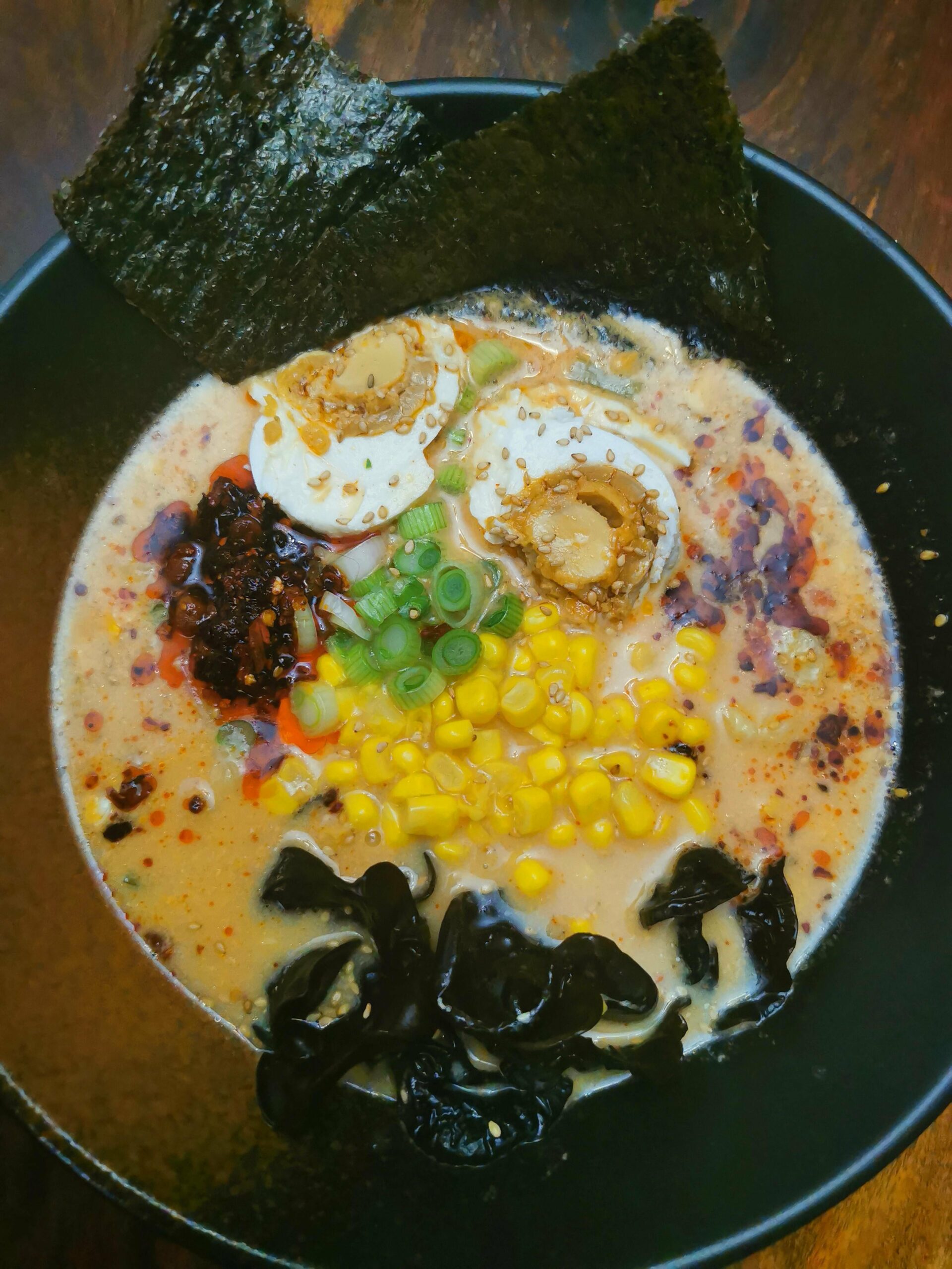 Made spicy ramen for breakfast because it's cold and raining outside ...