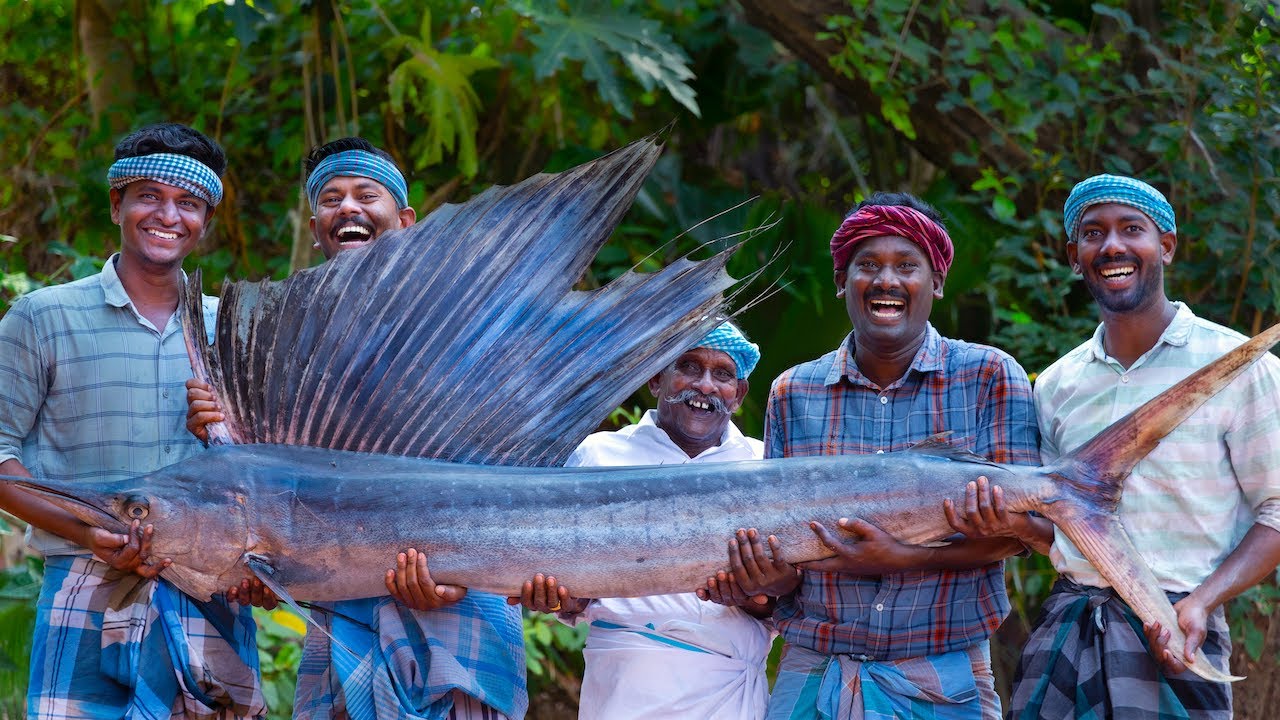 35 kg BIG SAILFISH | Giant Fish Cutting and Cooking | Boneless Fish Fry ...