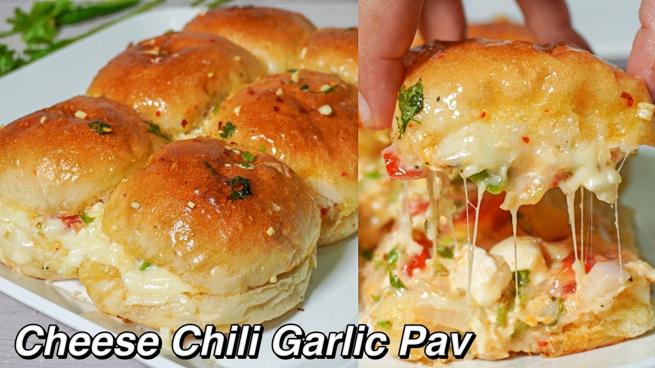 Cheese Chili Garlic Pav Without Oven - Quick Cheesy Pav | Pull Apart ...