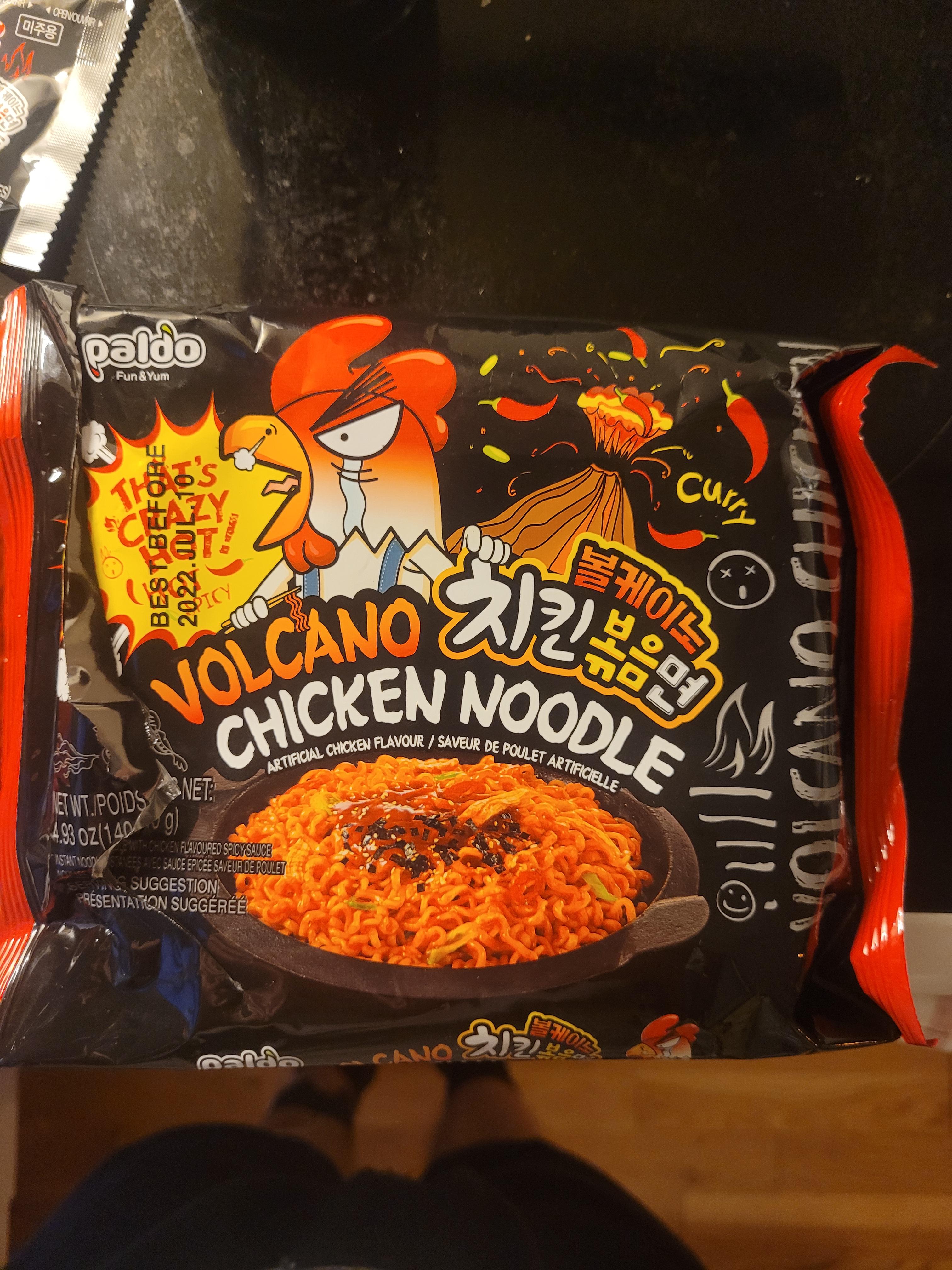 Volcano chicken noodles. If Samyang 2x is 9/10 heat these were 1,5/10 ...