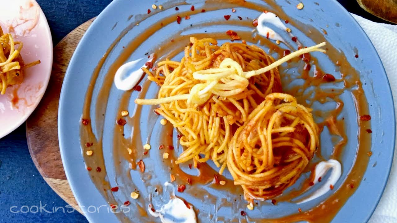 Crispy Thread Chicken Recipe | Threaded Spicy Chicken | How to Make ...