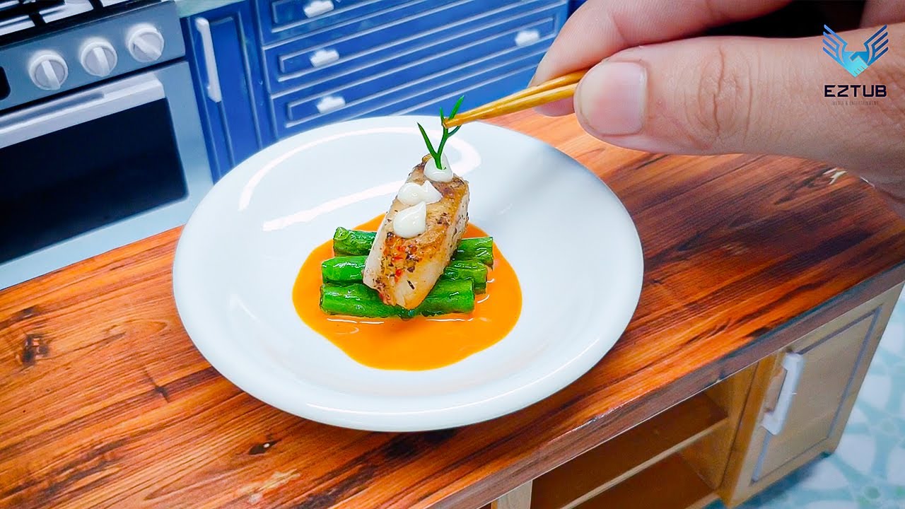 Easy Miniature Pan Fried Grouper with Sweet Potato Sauce Served with ...