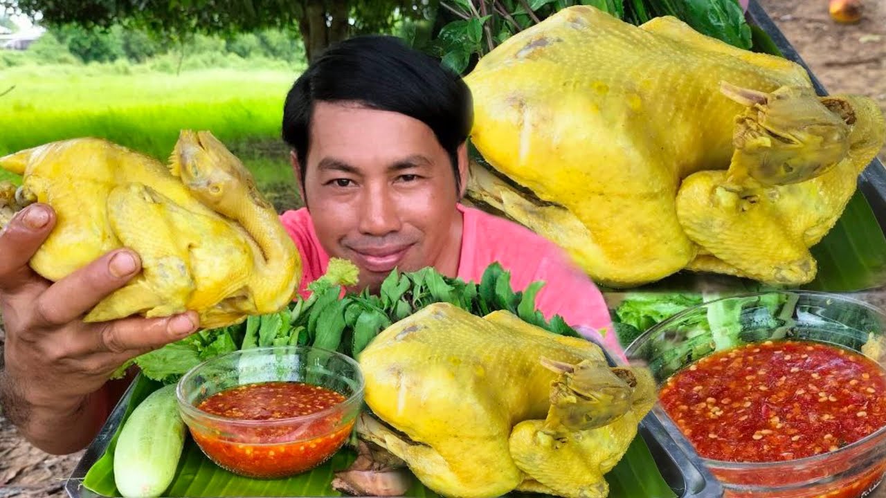 Amazing Yummy Eating Chicken With Spicy Chili Sauce |Eat Chicken So ...