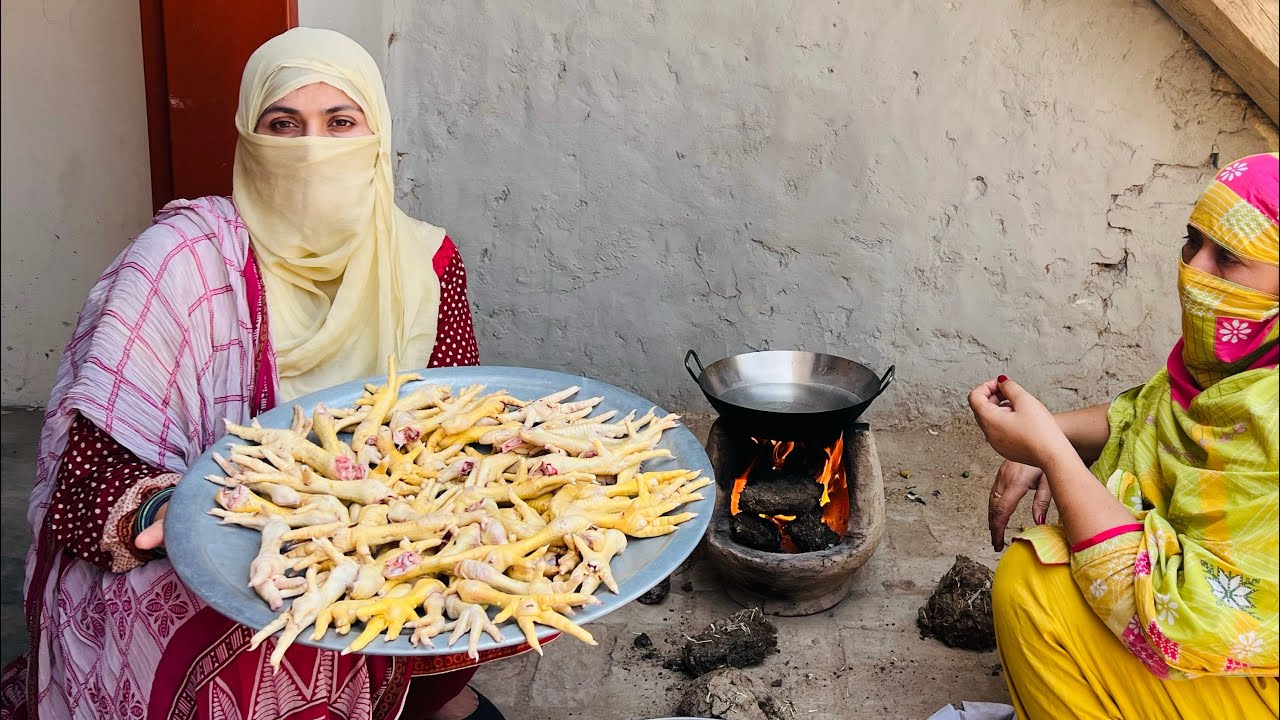 Appi k sath mil k panja bane ,Chicken Panja recipe , how to cleaning ...