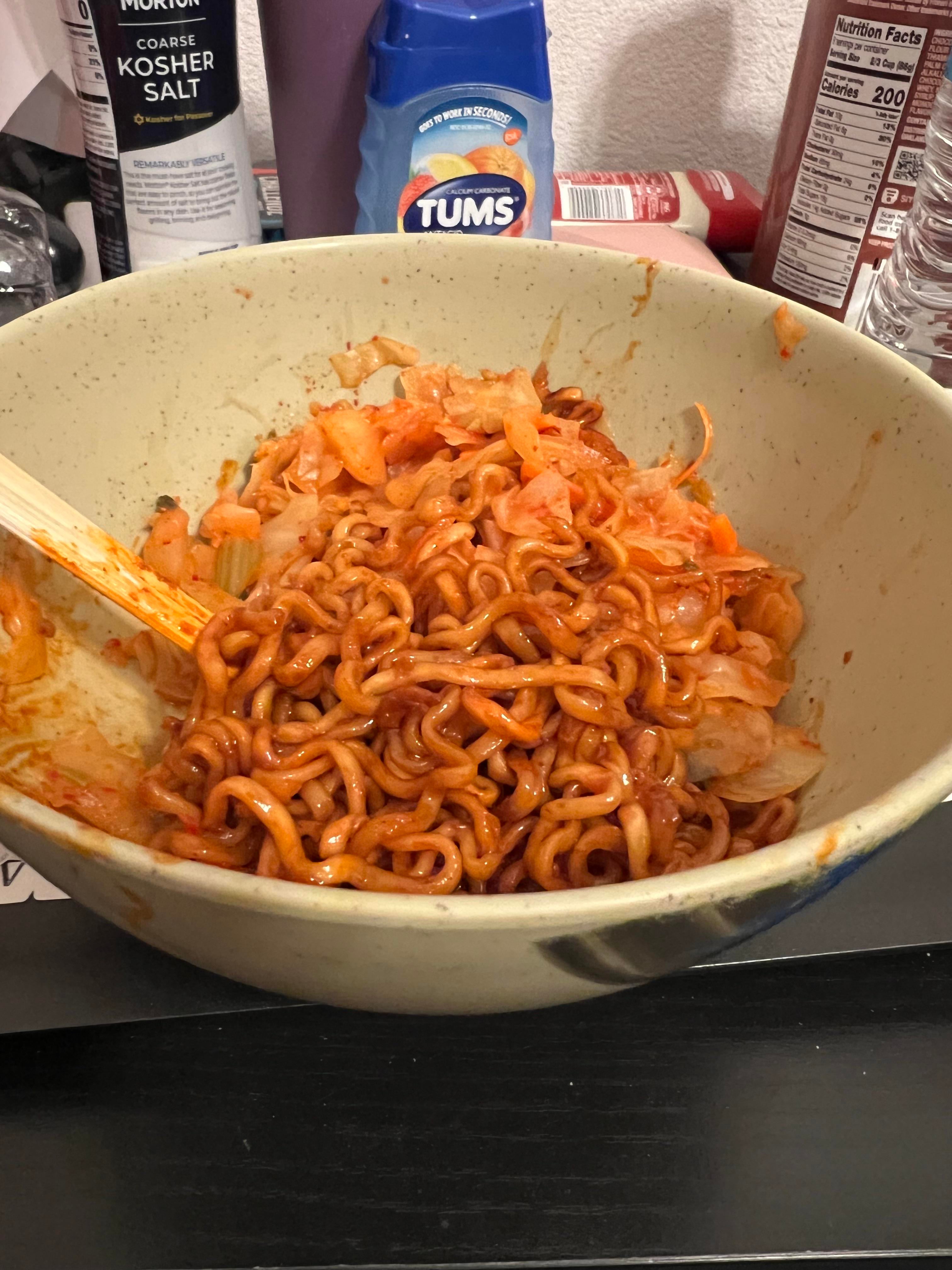 Not the most photogenic dish, but trust me this slaps! Buldak kimchi ...