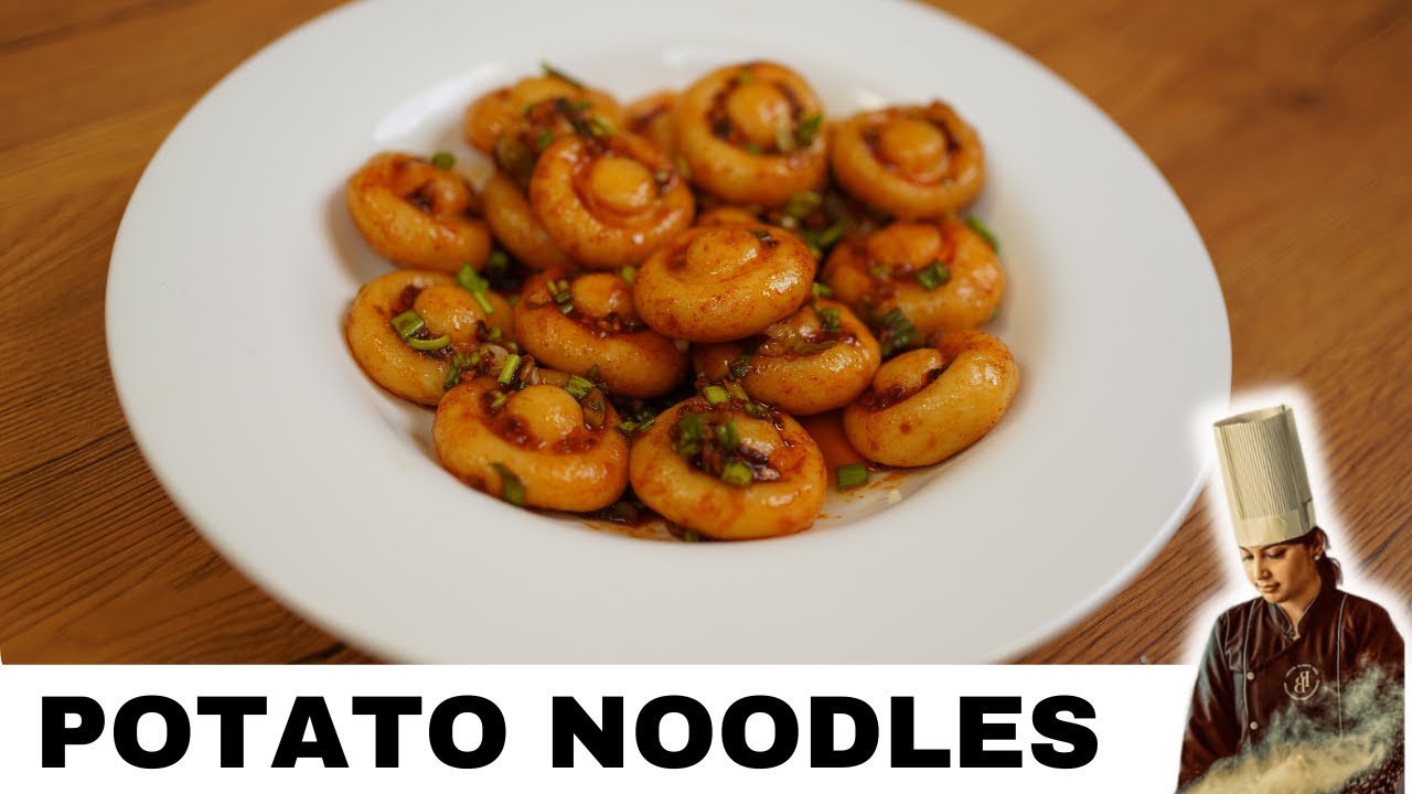 Viral Korean Potato noodles Recipe | Chewy Chili Garlic Potatoes | Chef ...