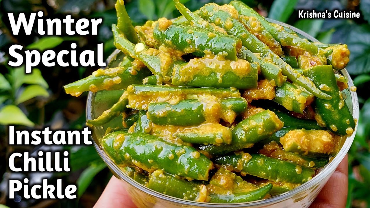 Instant Chilli Pickle Recipe | Hari Mirch Ka Achar | Iskcon Prasad ...