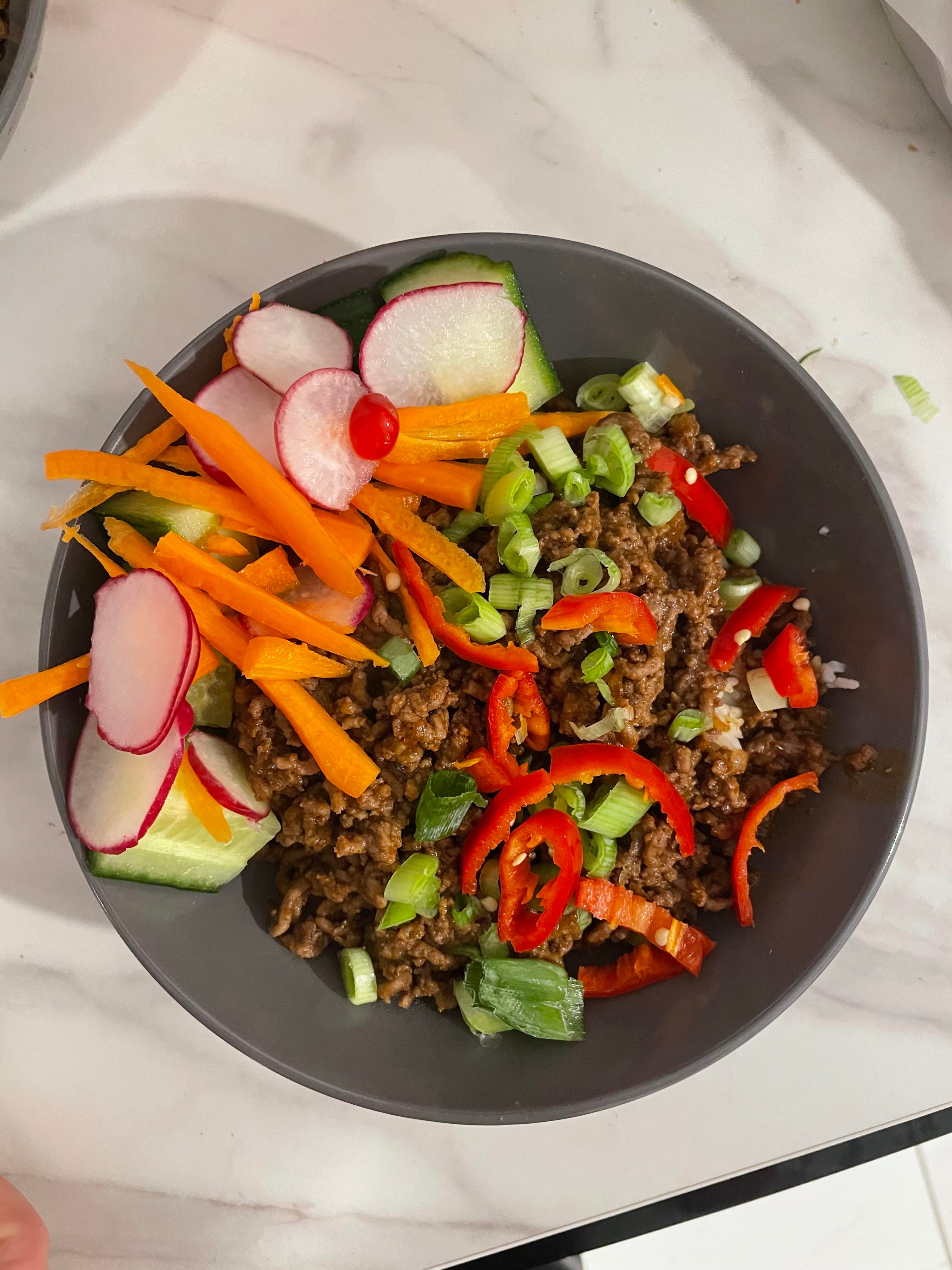 Firecracker beef with Carolina reaper and habanero sauce, and a simple ...