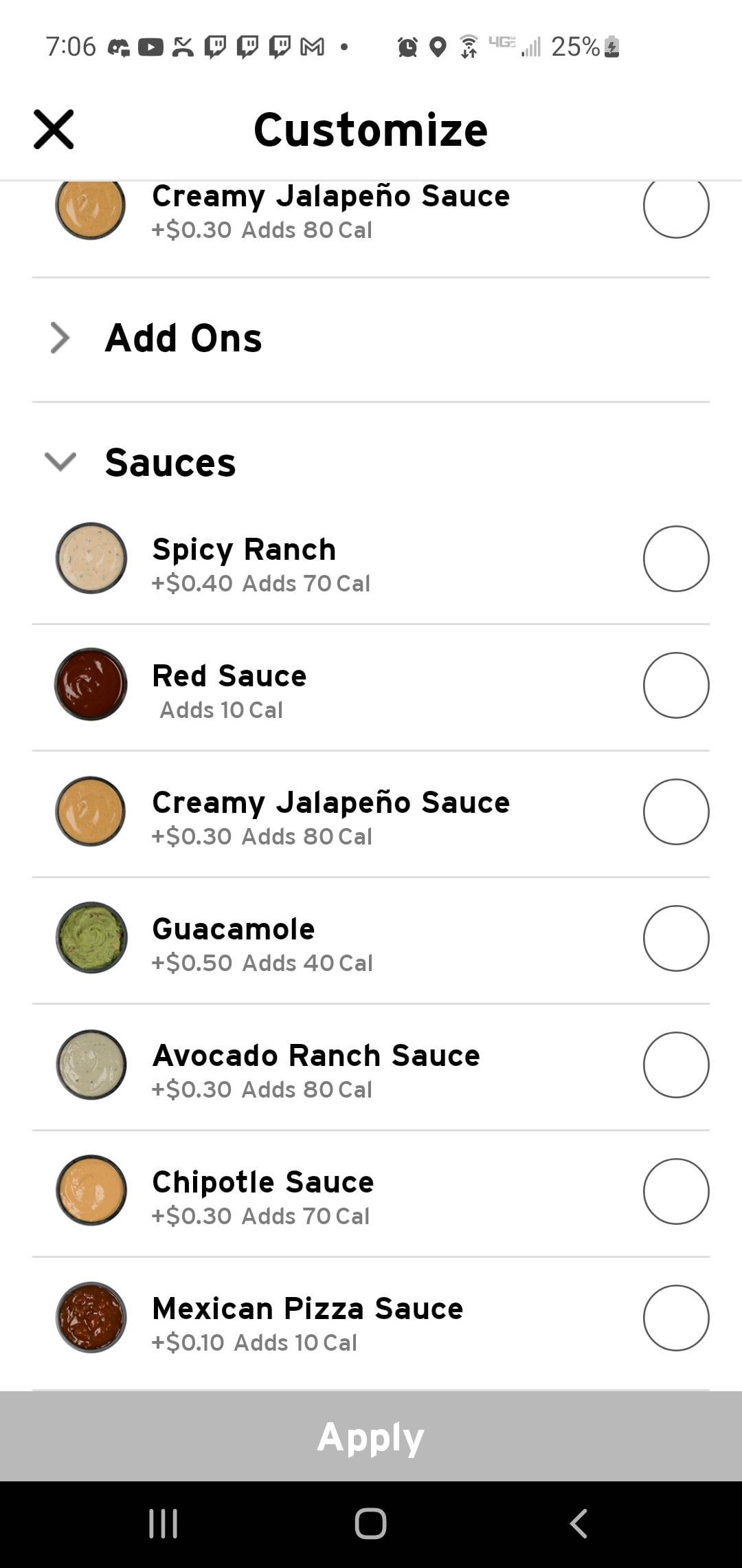 Can't add volcano sauce - Chili Chili