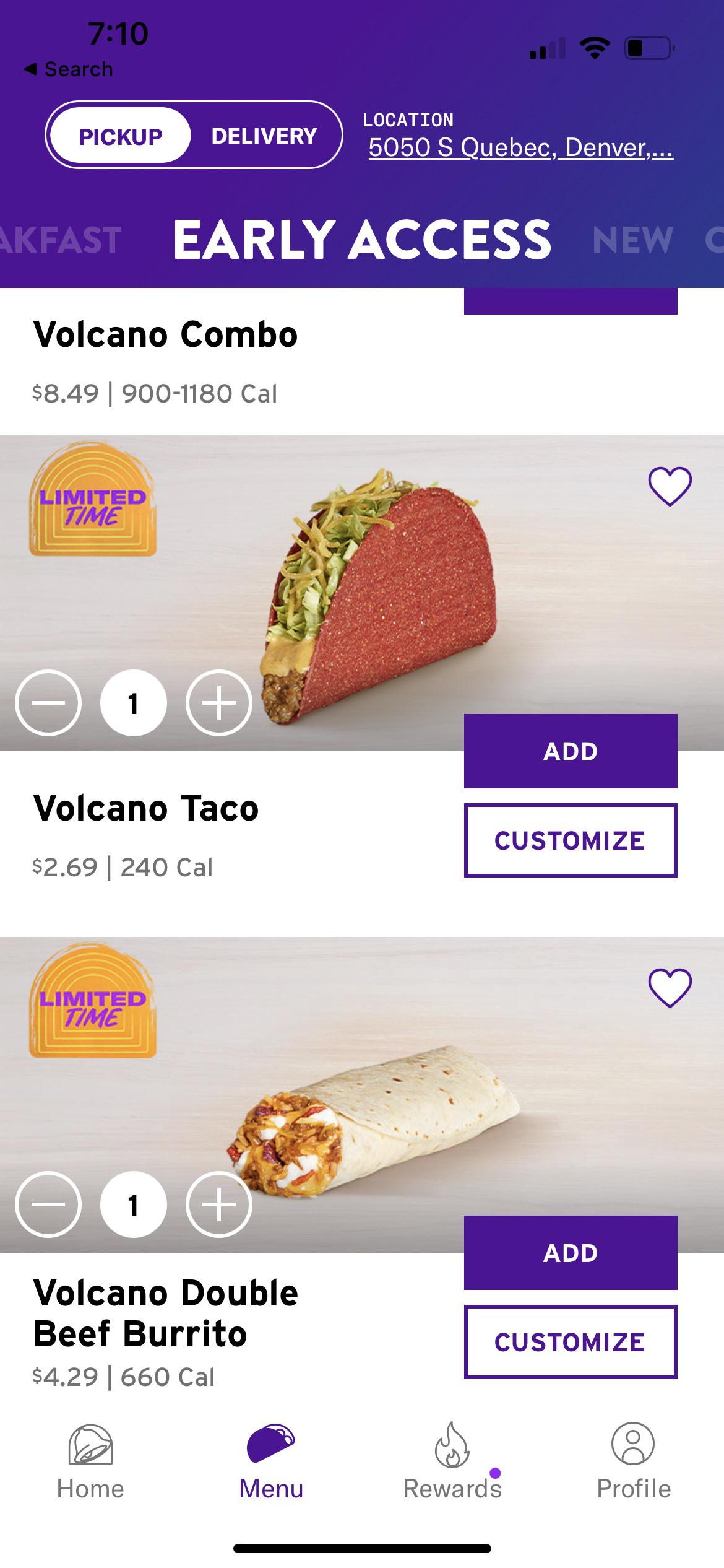 Early access menu - Chili Chili