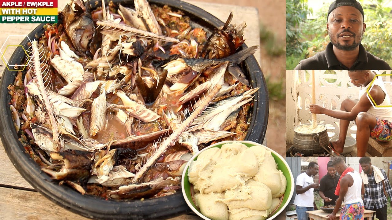 Lets prepare Akple / Ew)kple with Hot Pepper Sauce & Abobi, Mackerel ...