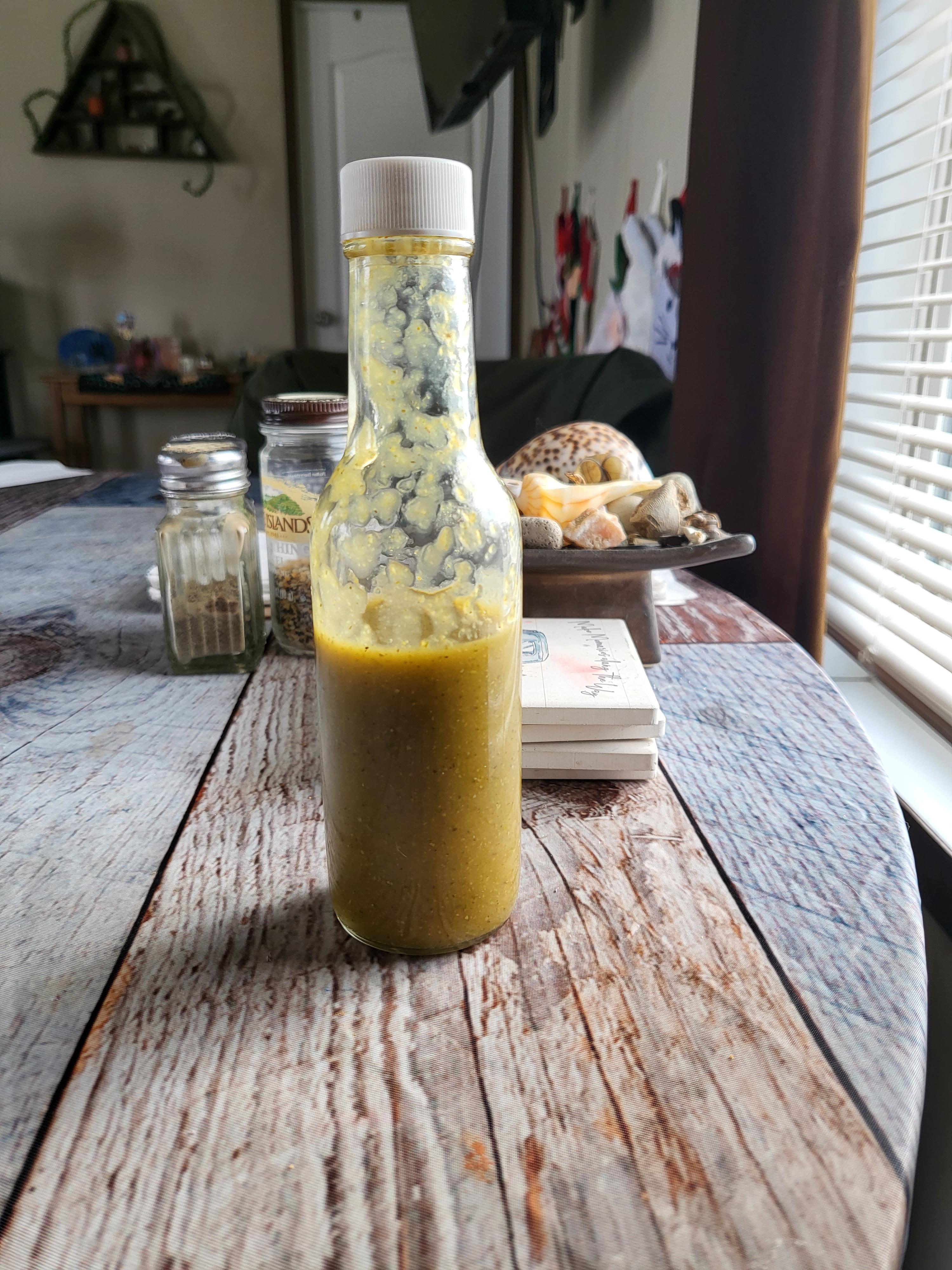 My first homemade hot sauce. Aquired some fresh Serranos from a friend ...