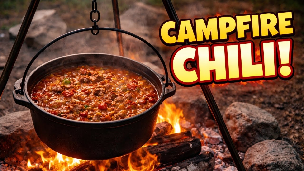 Arkansas Campfire Chili in a Dutch Oven | Winter Tent Camping - Chili Chili